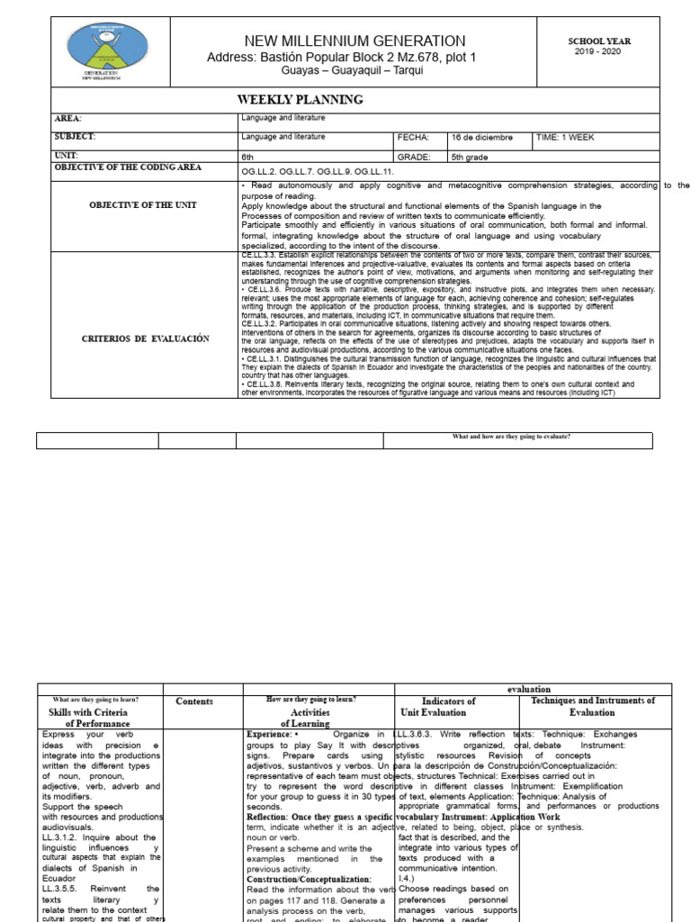 Plans For Basic High School Language and Literature | PDF | Verb ...