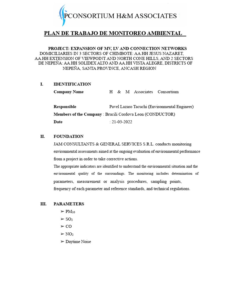 Environmental Monitoring Work Plan | PDF | Environmental Monitoring | Noise