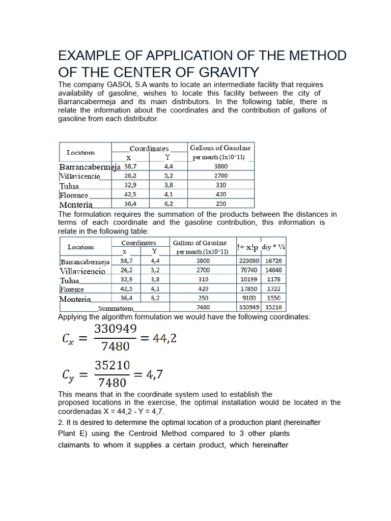 Example of Application of The Center of Gravity Method | PDF