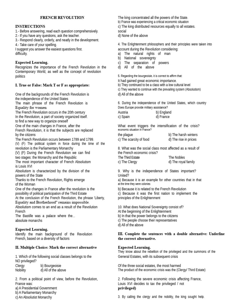 Workshop French Revolution | PDF | French Revolution | Absolute Monarchy