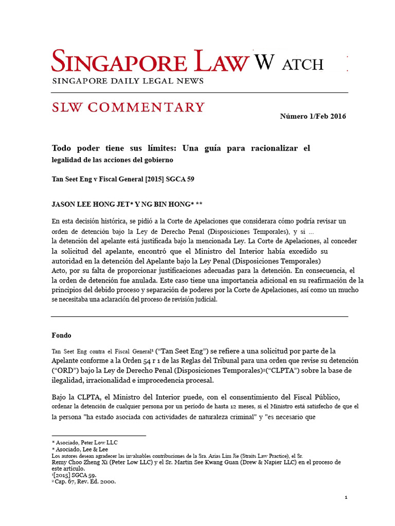 Tan Seet Eng C. AG (2015) SGCA 59v2 | PDF | Apelación | Revisión judicial
