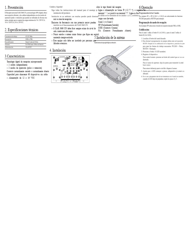 Guía de Instalación Receptor XAR 3060 UN | PDF | Diodo emisor de luz ...
