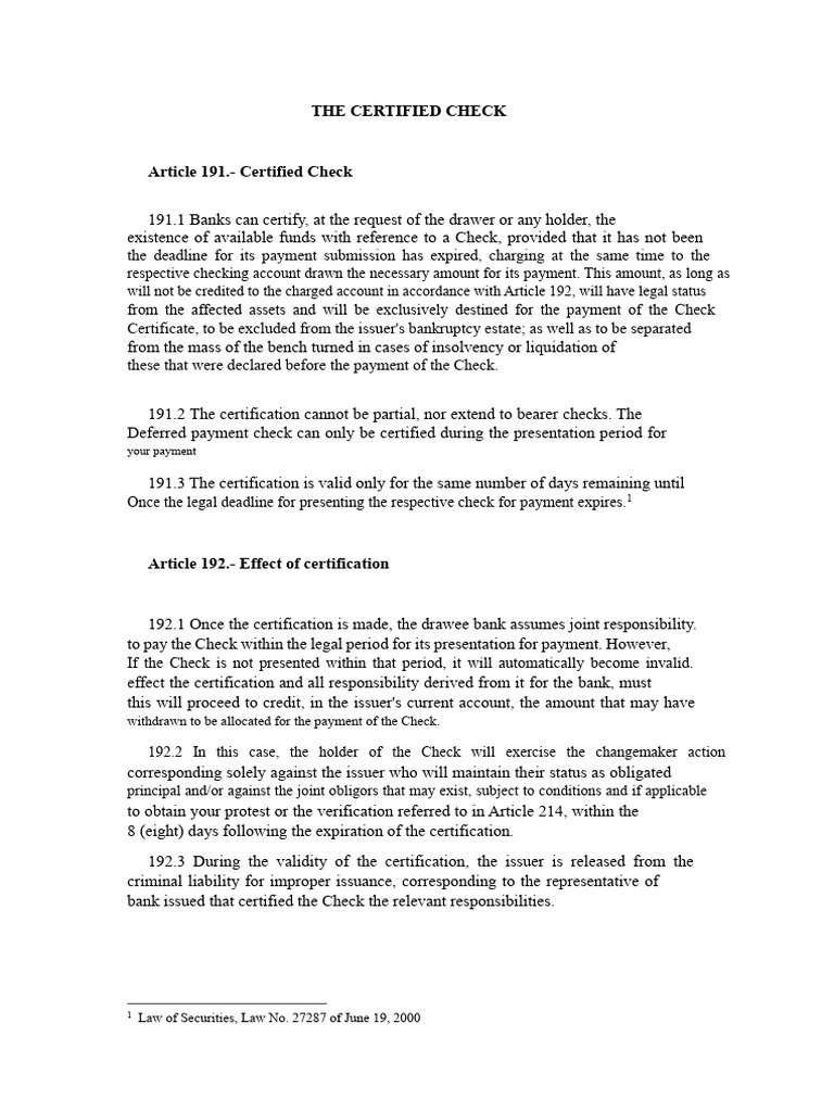 The Certified and Manager's Check | PDF | Cheque | Cashier's Check
