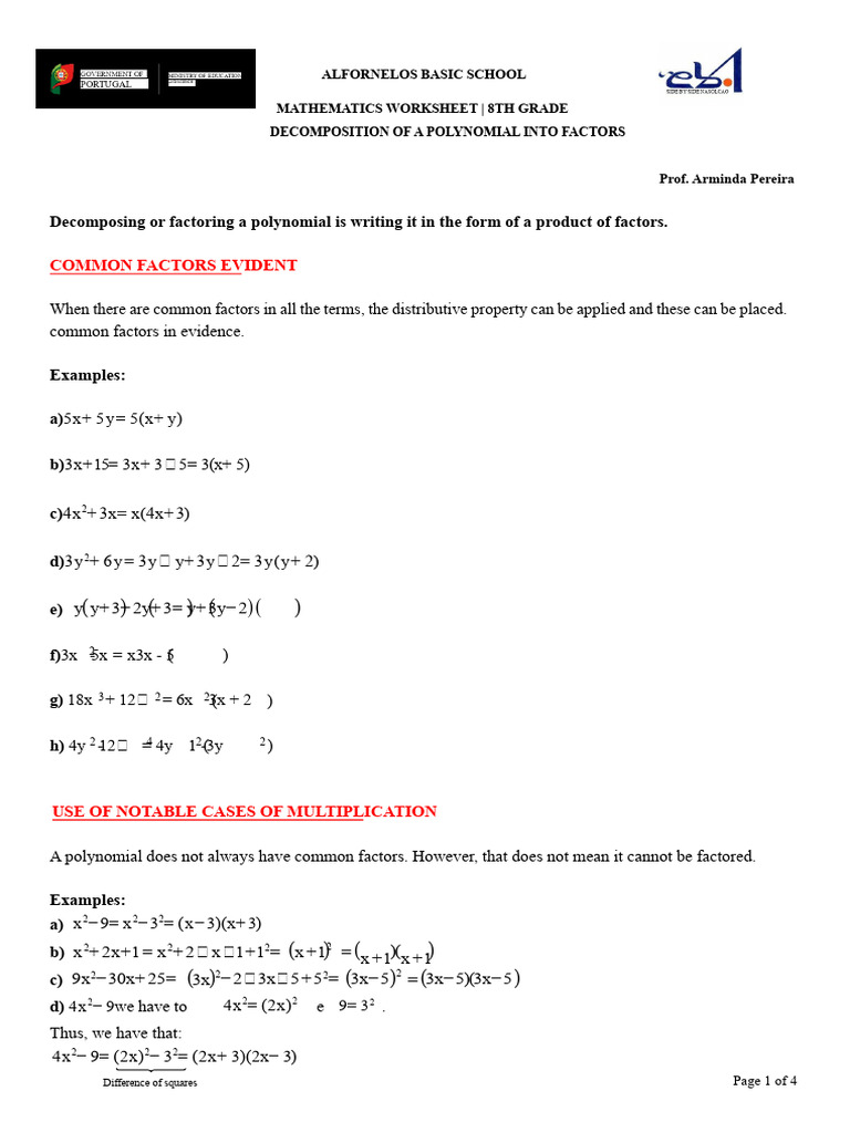 Decomposition of A Polynomial Into Factors | PDF | Factorization ...