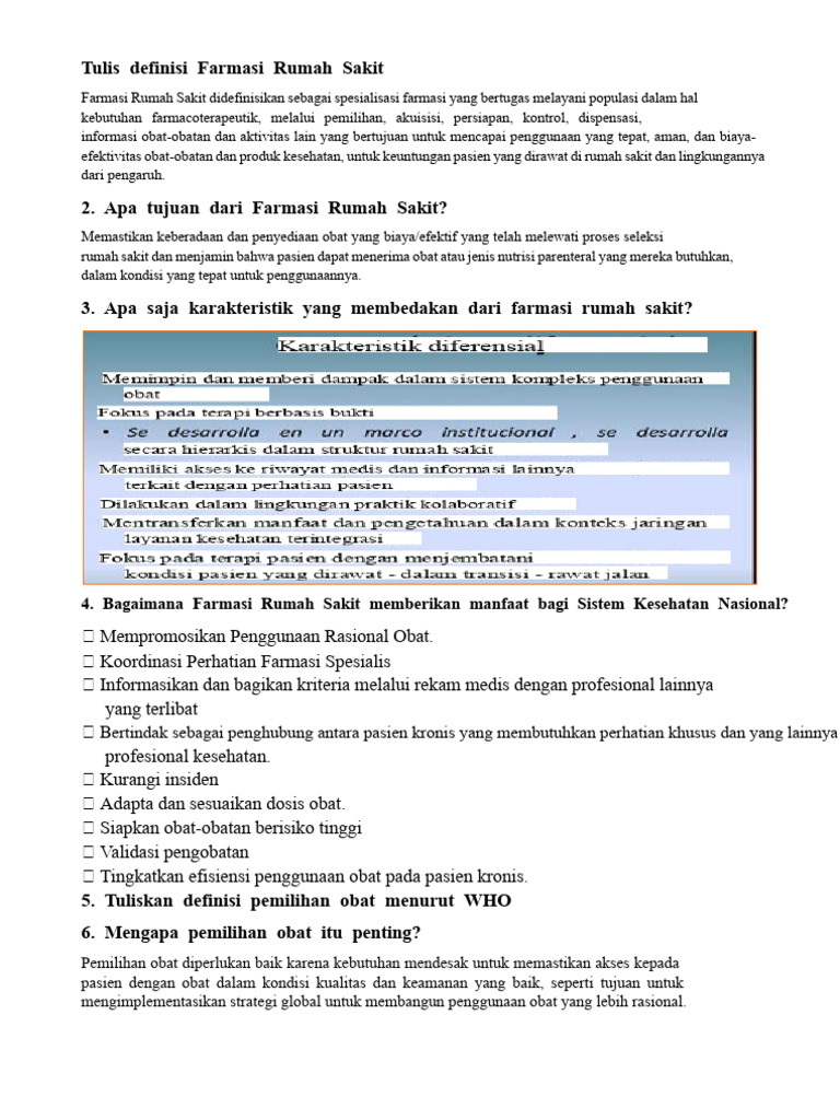 Definisi dan Manfaat Farmasi Rumah Sakit | PDF