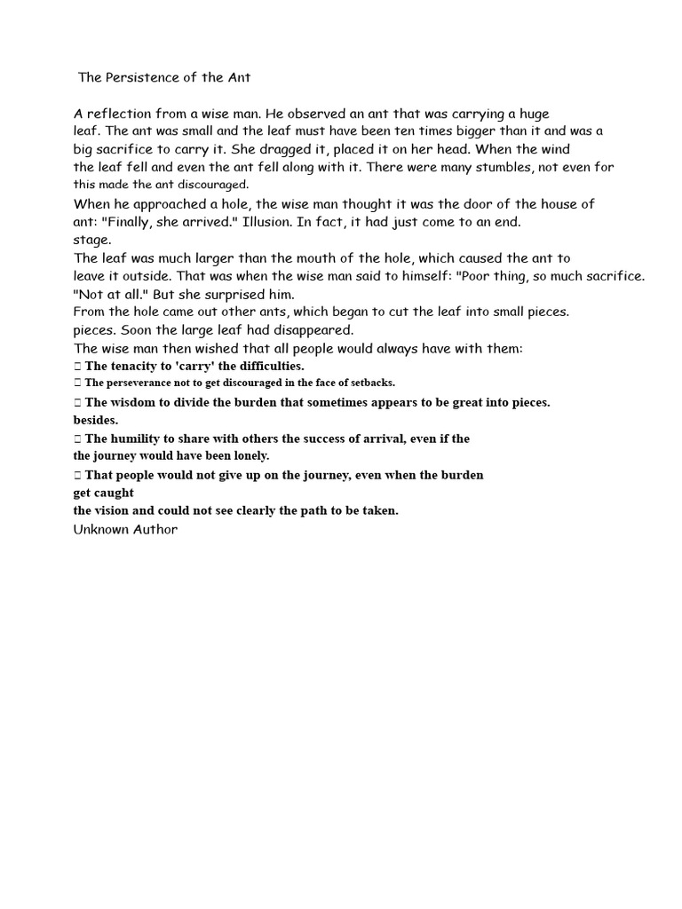 The Persistence of The Ant | PDF