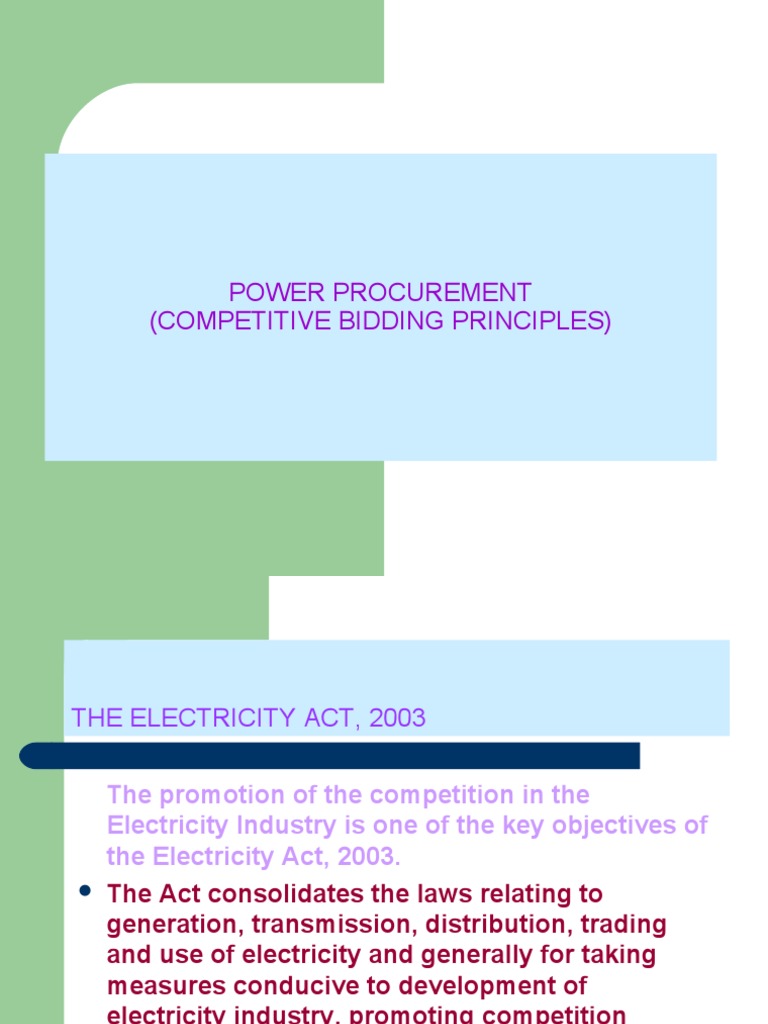 Power Procurement (Competitive Bidding Principles) | PDF | Economies ...