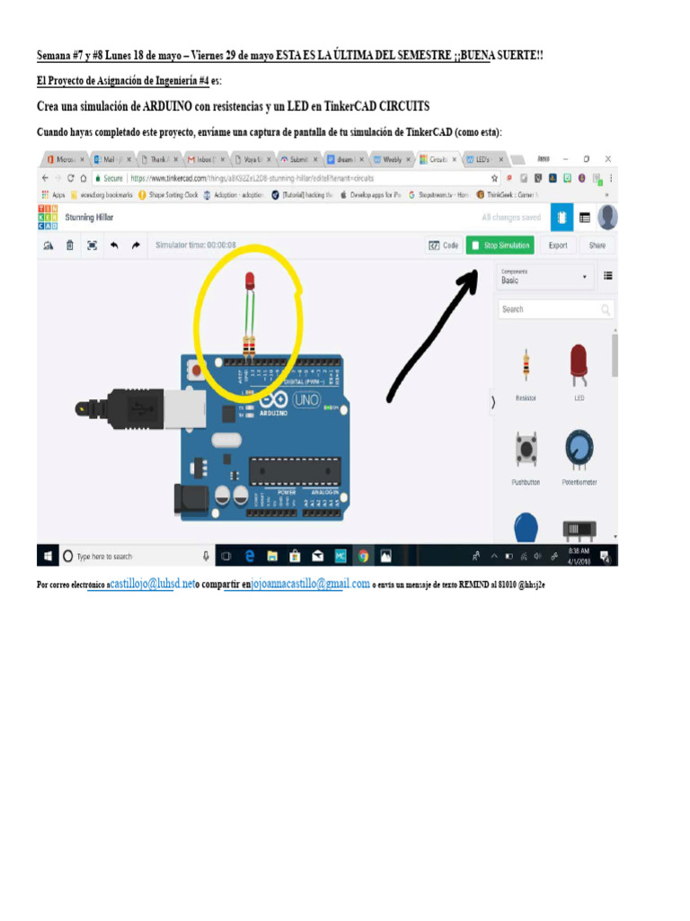 Proyecto 4 de circuitos TinkerCAD | PDF | Arduino | Diodo emisor de luz