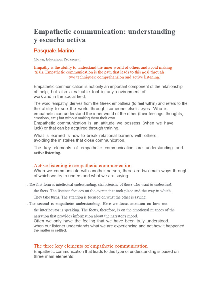 Pascuale Marino The Empathetic Communication Understanding and Active ...