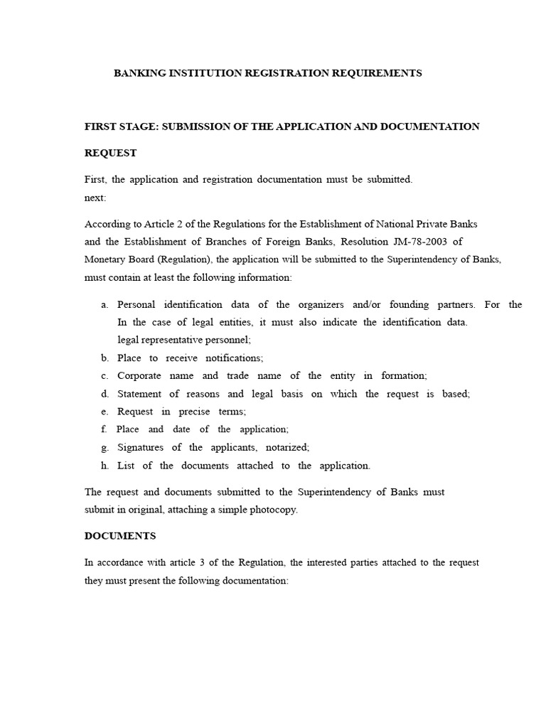 Bank Registration Requirements Guide | PDF | Notary Public | Banks
