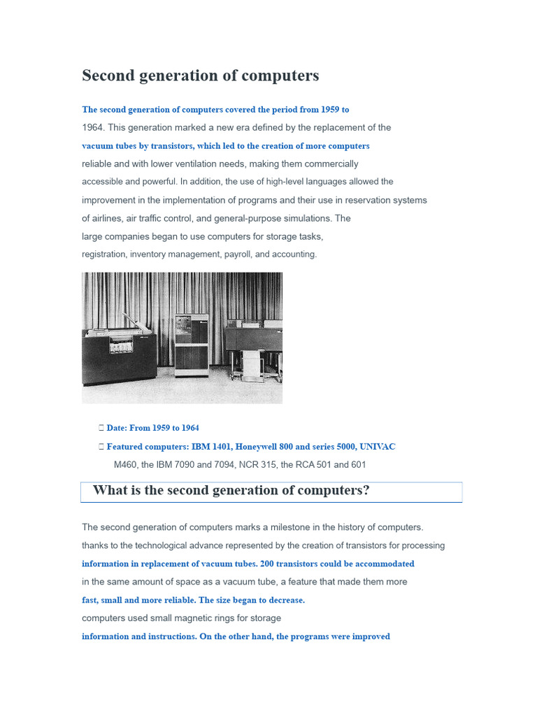 Second Generation Computers Overview | PDF | Computer Data Storage ...