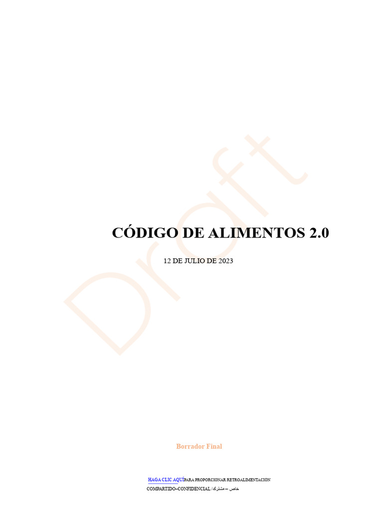CÓDIGO DE ALIMENTOS 2.0 Versión 12 Julio 2023 | PDF | Alimentos ...