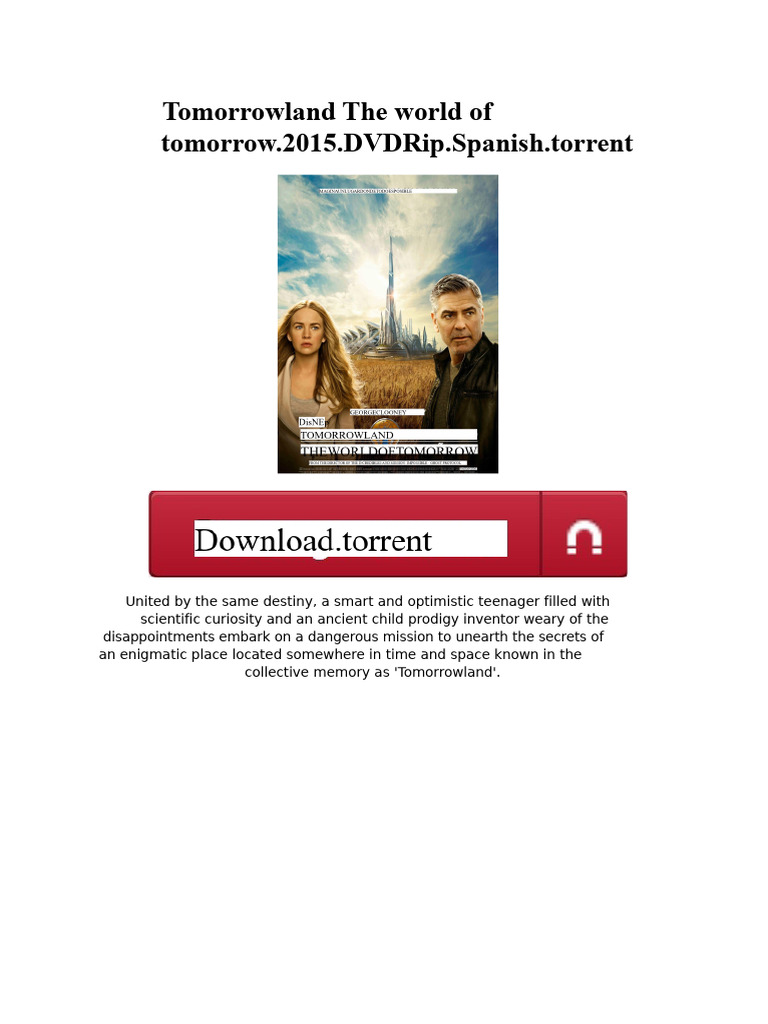 Tomorrowland The World of Tomorrow.2015.DVDRip.Spanish.torrent | PDF