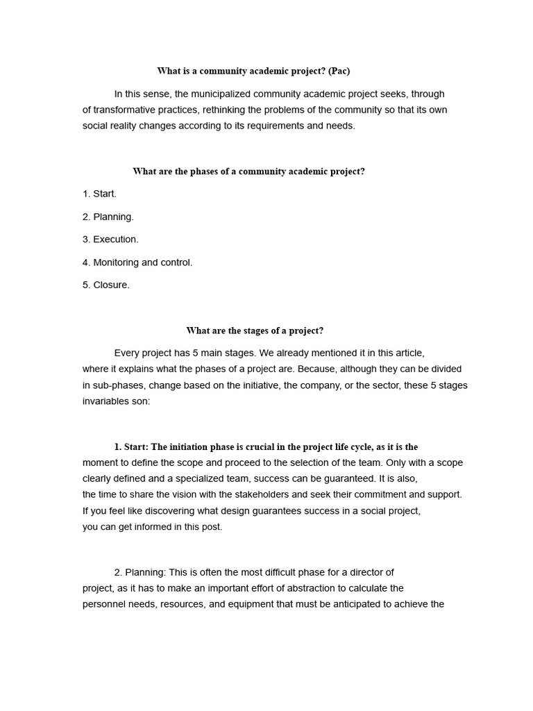 Community Academic Project. | PDF | Project Management