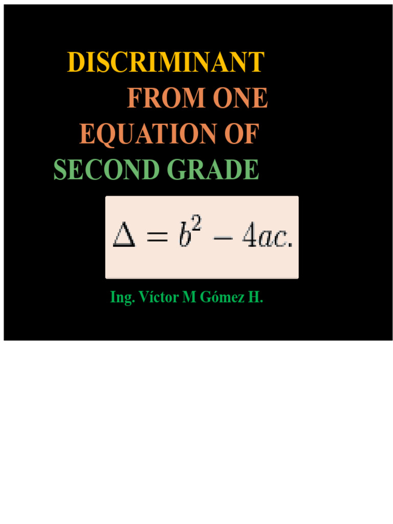 Discriminant of a quadratic equation.pptx | PDF
