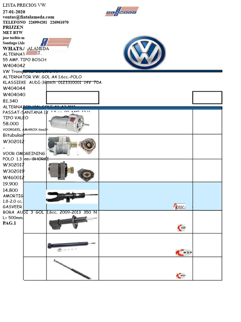 Lijst Volkswagen PDF | PDF