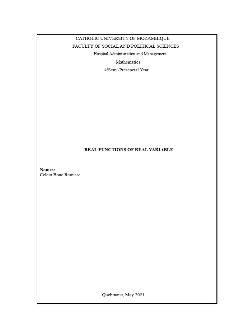 Real Functions of Real Variable Overview | PDF | Function (Mathematics ...