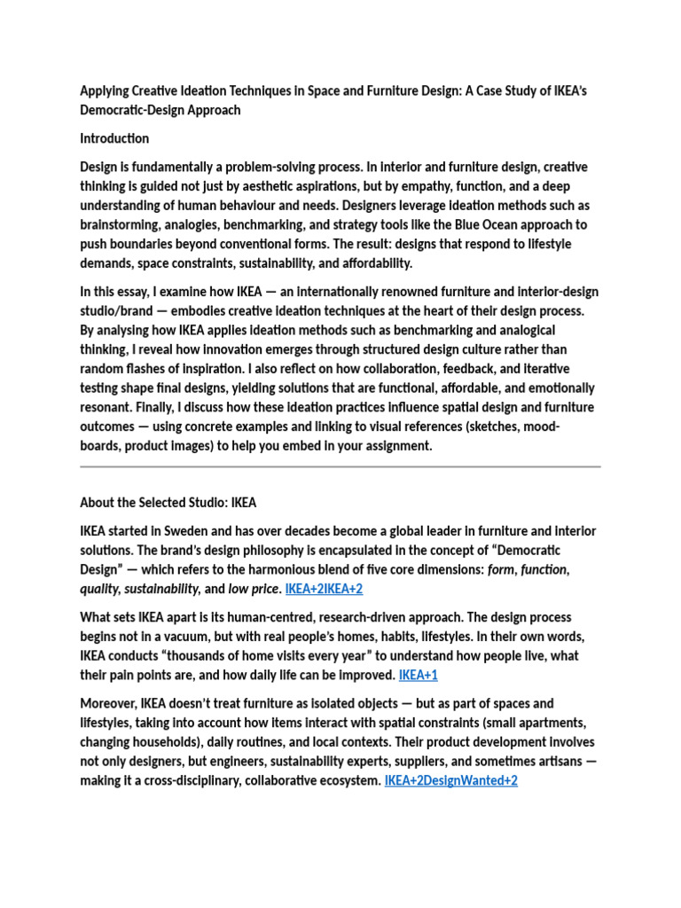 Applying Creative Ideation Techniques in Space and Furniture Design ...