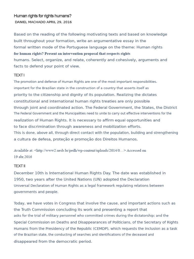 Human Rights For Human Rights - Essay | PDF | Human Rights | Justice