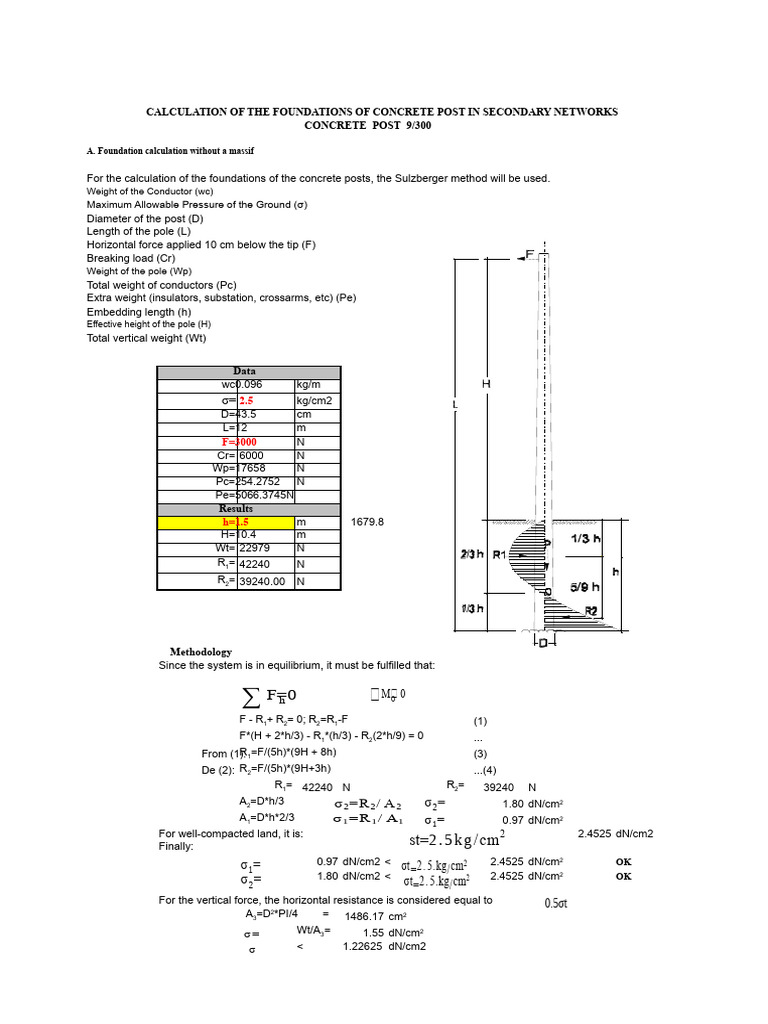Concrete Post Foundation Calculations | PDF