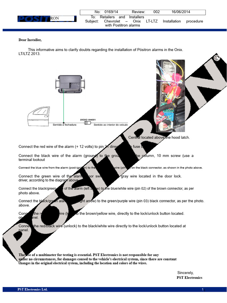 2019-02-Installation With Pósitron Alarms - Onix LT-LTZ (Chevrolet ...