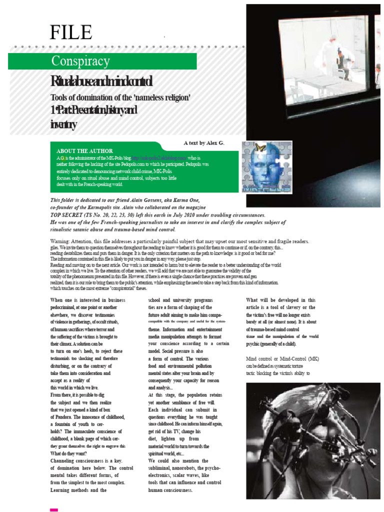 Ritual Abuse and Mind Control TOP SECRET | PDF | Dissociation ...