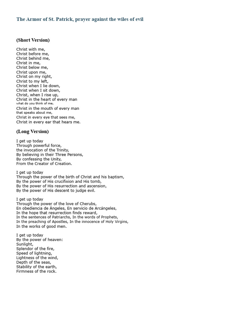 The Armor of Saint Patrick | PDF | Jesus | God