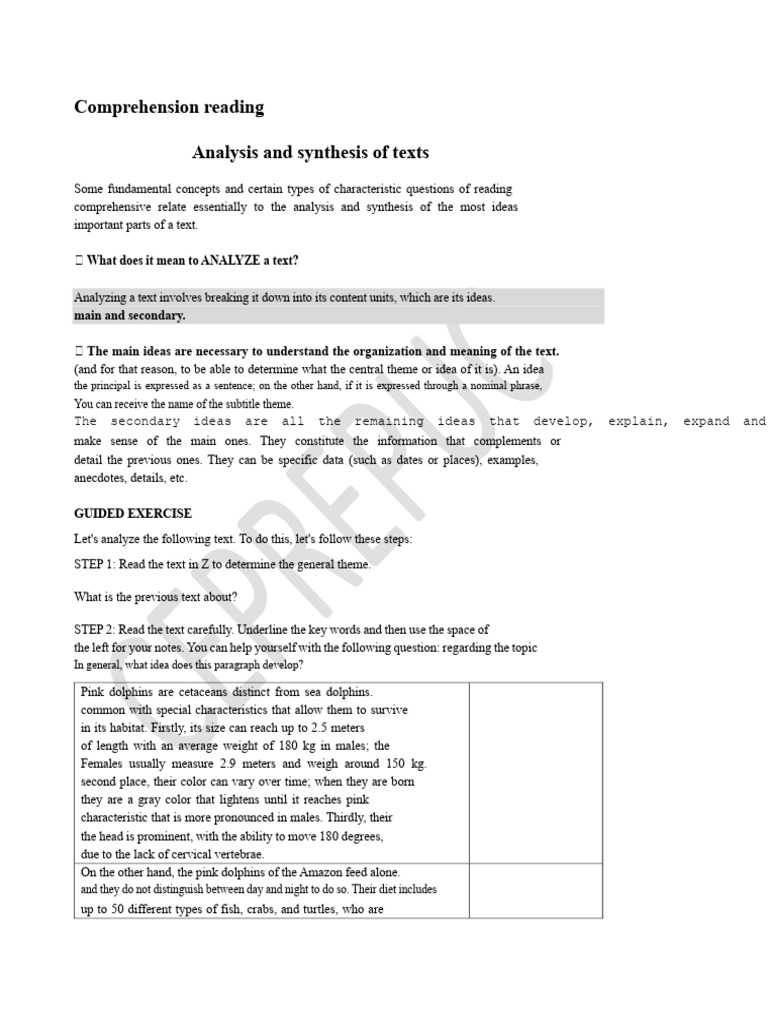 Central idea and main ideas: theory and exercises | PDF | Analysis ...