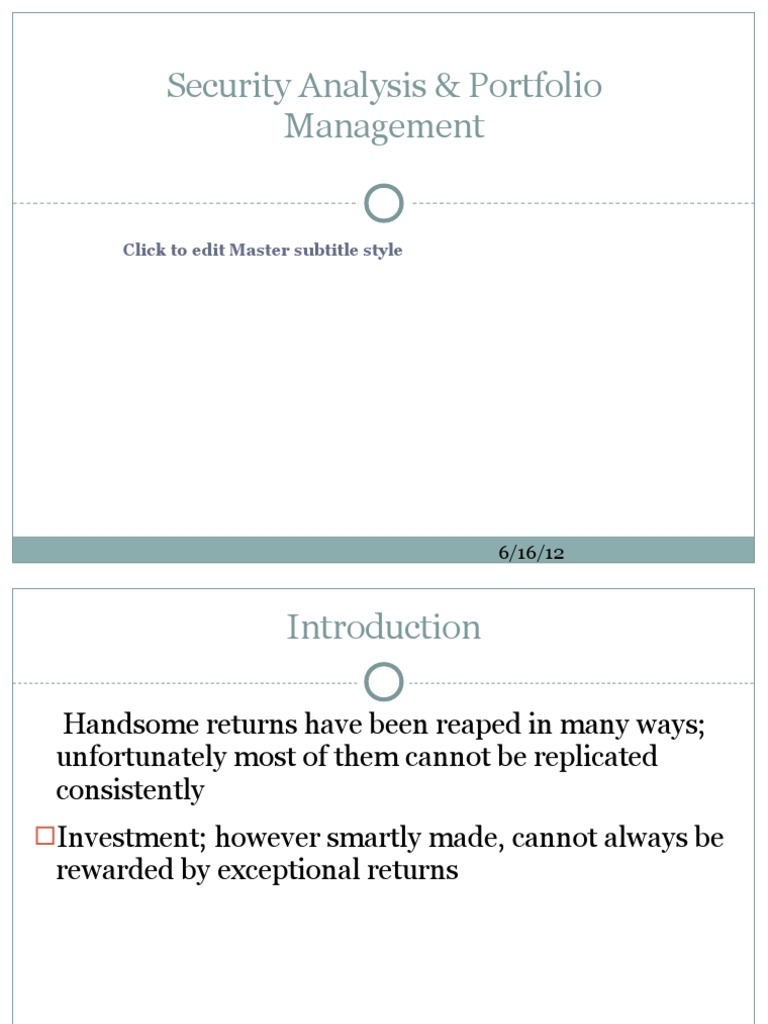 Security Analysis Introduction | PDF | Investment Management | Investing