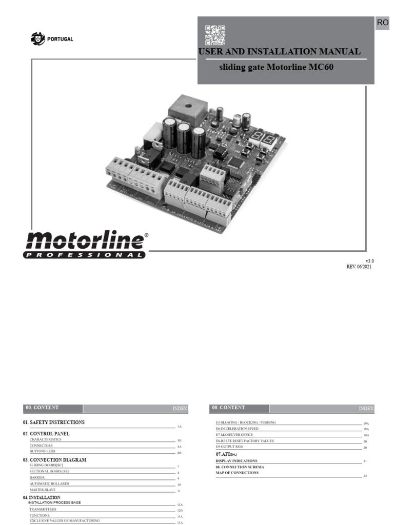 UC - User Manual for the Motorline MC60 Sliding Gate Control Unit | PDF ...