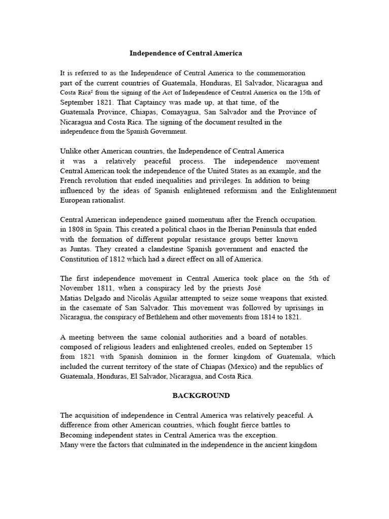 Independence of Central America | PDF | Central America | El Salvador