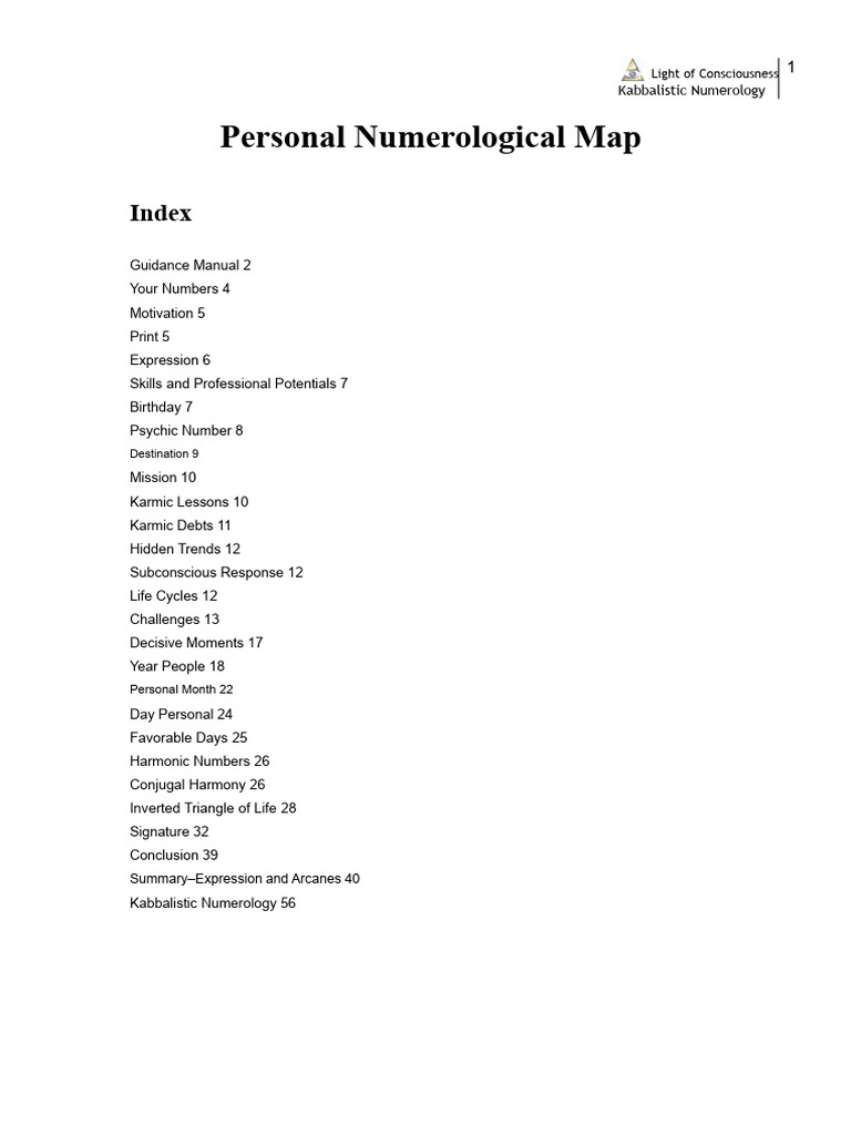 Numerology Personal Map Model | PDF | Leadership | Motivational