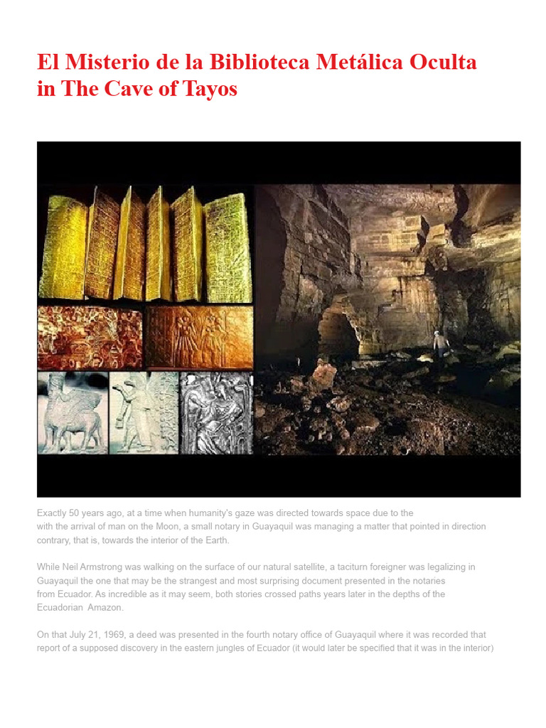 The Mystery of the Hidden Metal Library in the Cave of the Tayos | PDF