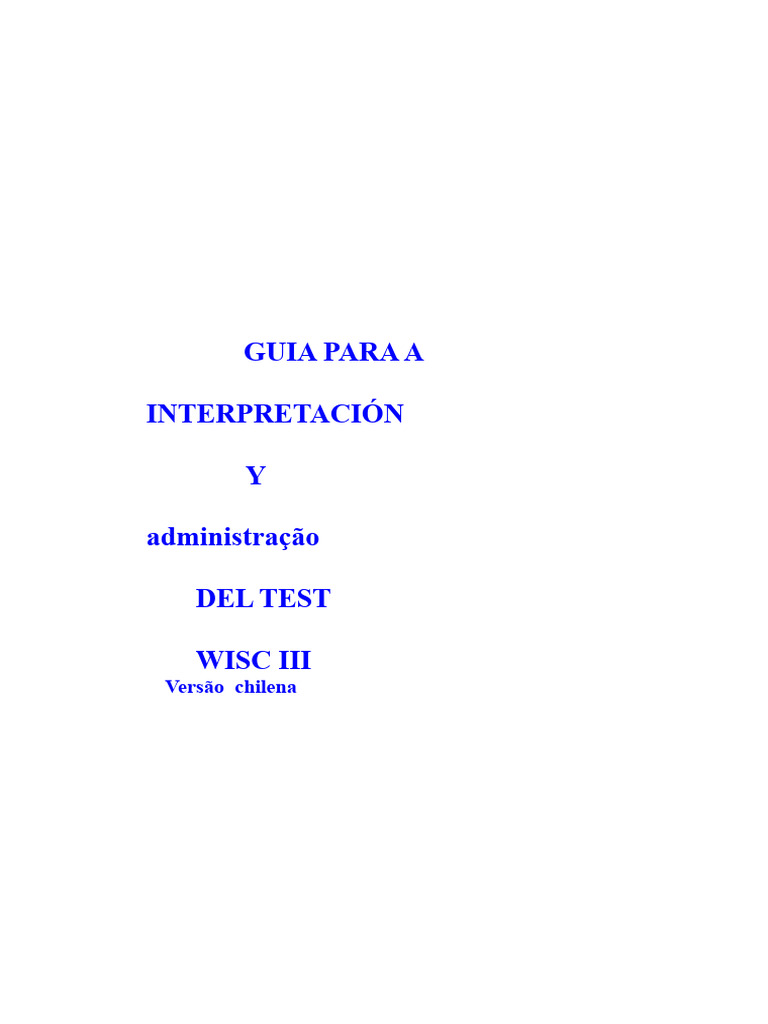 Guia de Aplicação do WISC III Chileno | PDF | Quociente de inteligência ...