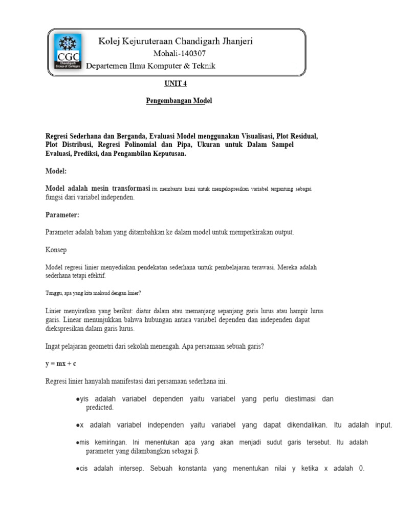 Pengembangan Model Regresi Linier | PDF