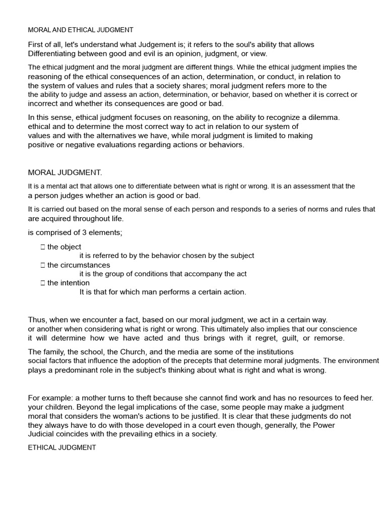 Understanding Moral vs. Ethical Judgment | PDF | Morality | Value (Ethics)