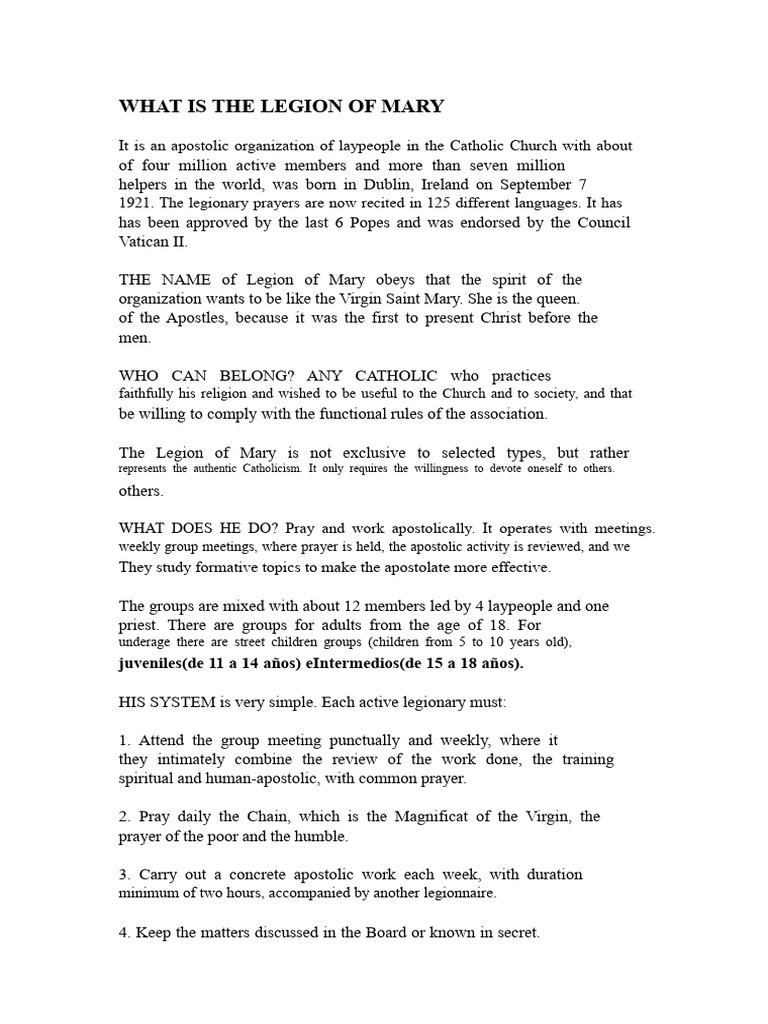 Understanding the Legion of Mary | PDF | Prayer | Mary, Mother Of Jesus