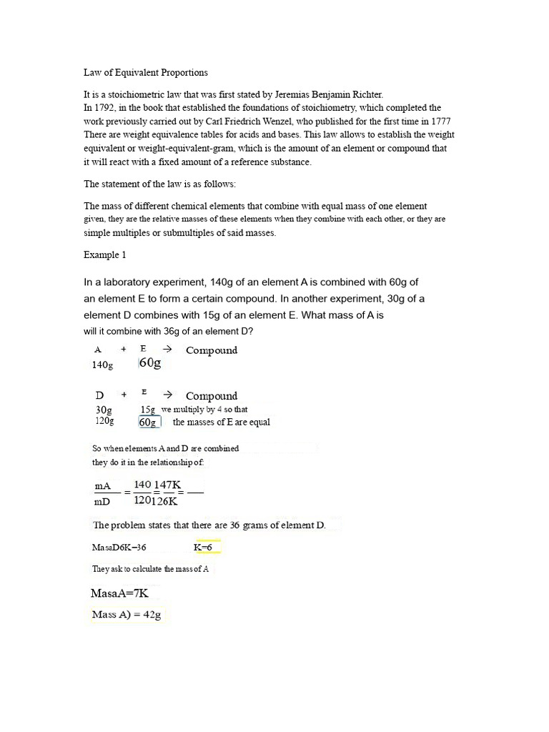 Law of Equivalent Proportions | PDF