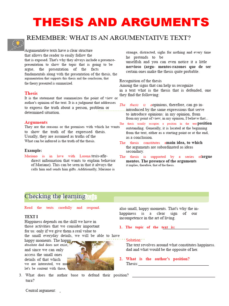 Arguments and Thesis For Fourth Grade of Secondary School | PDF ...