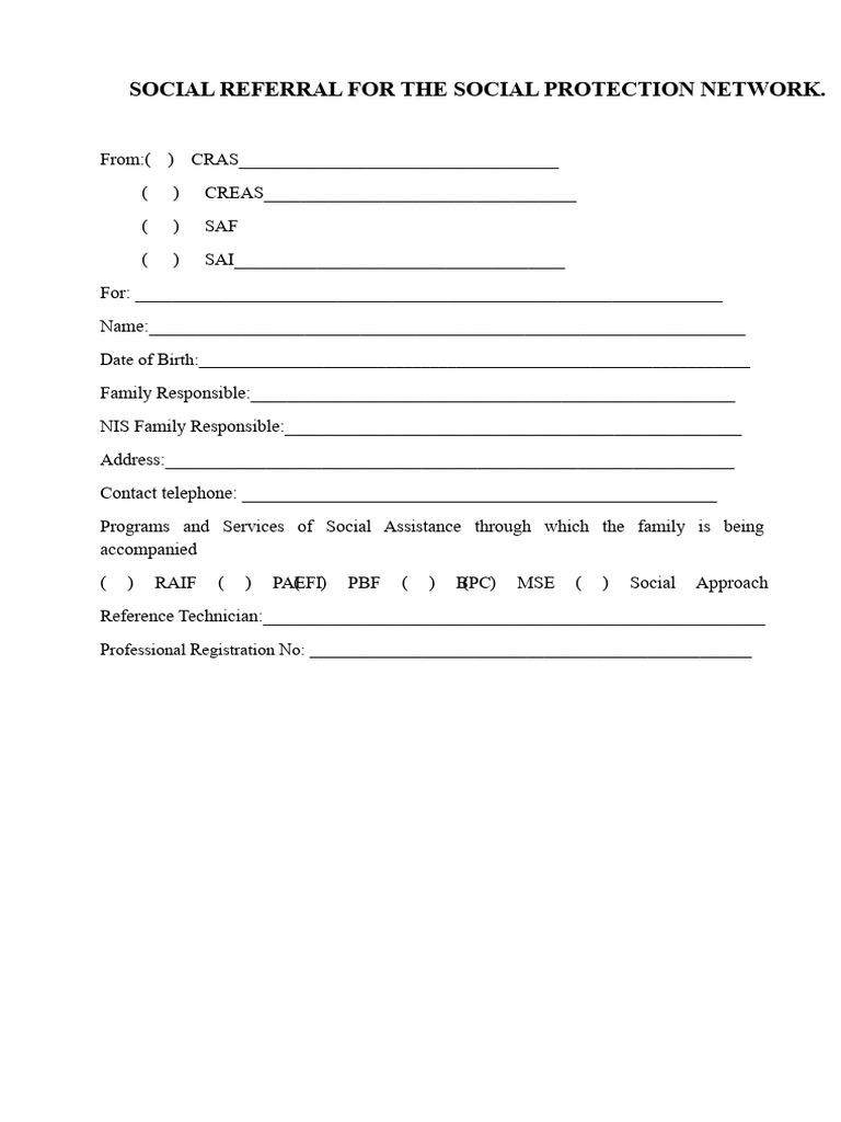 Social Referral To The Social Protection Network | PDF