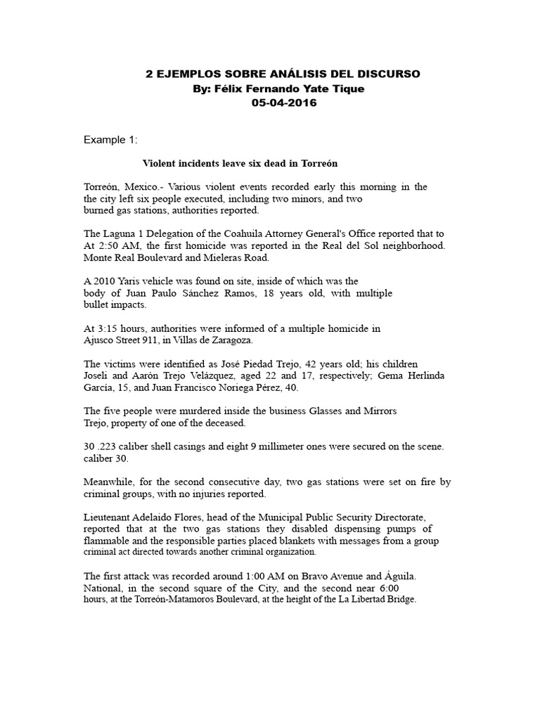 2 Examples of Discourse Analysis | PDF | Speech