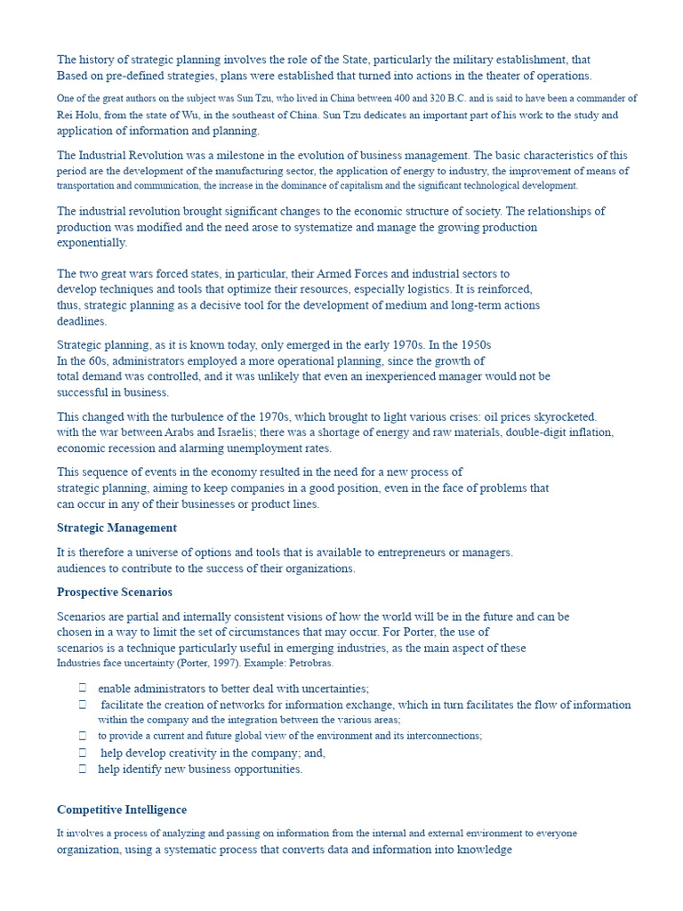 Evolution of Strategic Planning History | PDF | Strategic Planning ...