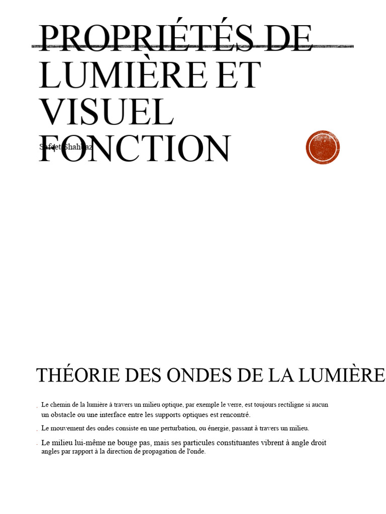 Propriétés et Théorie des Ondes Lumineuses | PDF | Vagues | Lumière