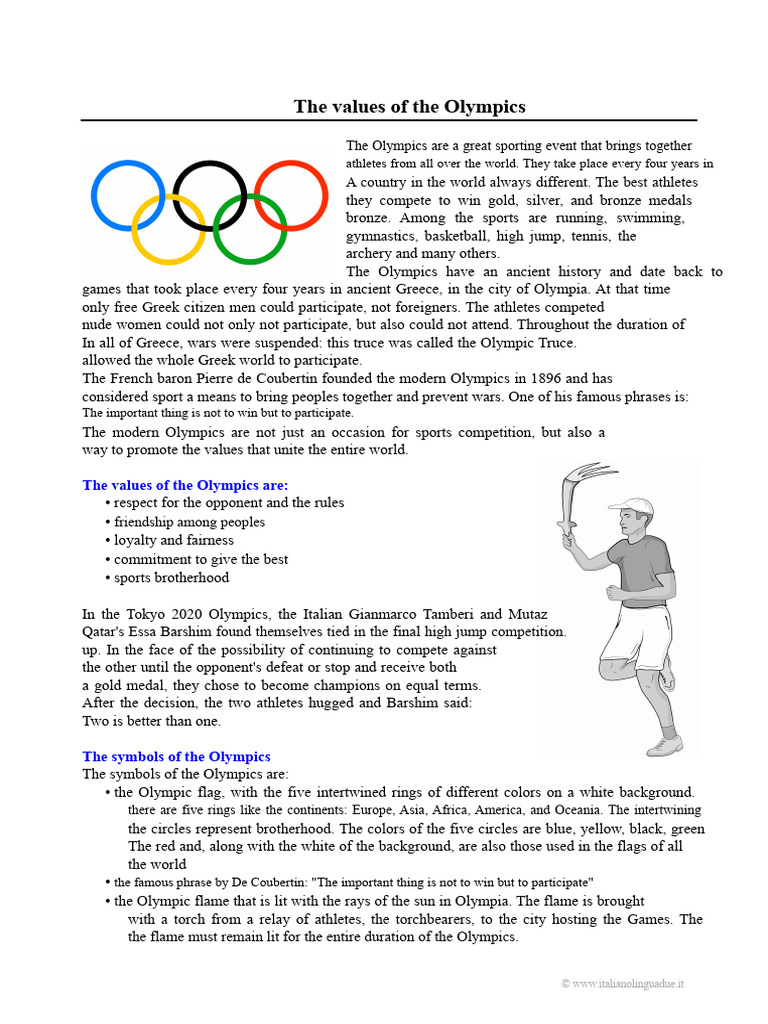 Values and Symbols of the Olympics | PDF | Olympic Games ...