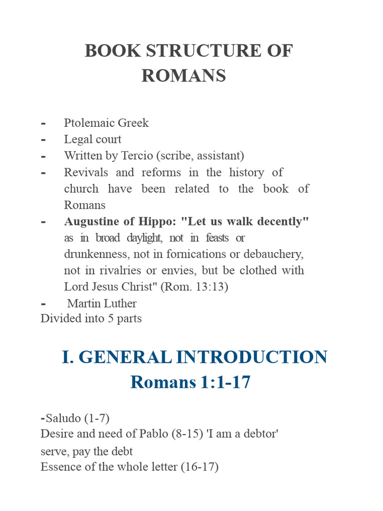 Structure and Theology of Romans | PDF | Justification (Theology) | Jesus