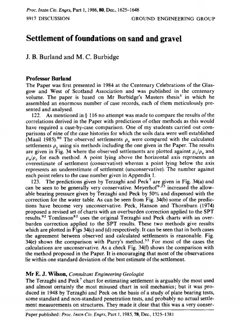 Settlement of Foundations On Sand and Gravel - Discussion | PDF | Deep ...
