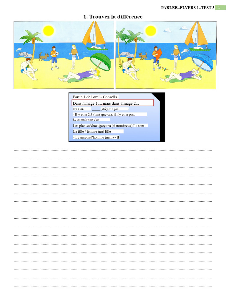 Test de conversation Flyers 1 | PDF