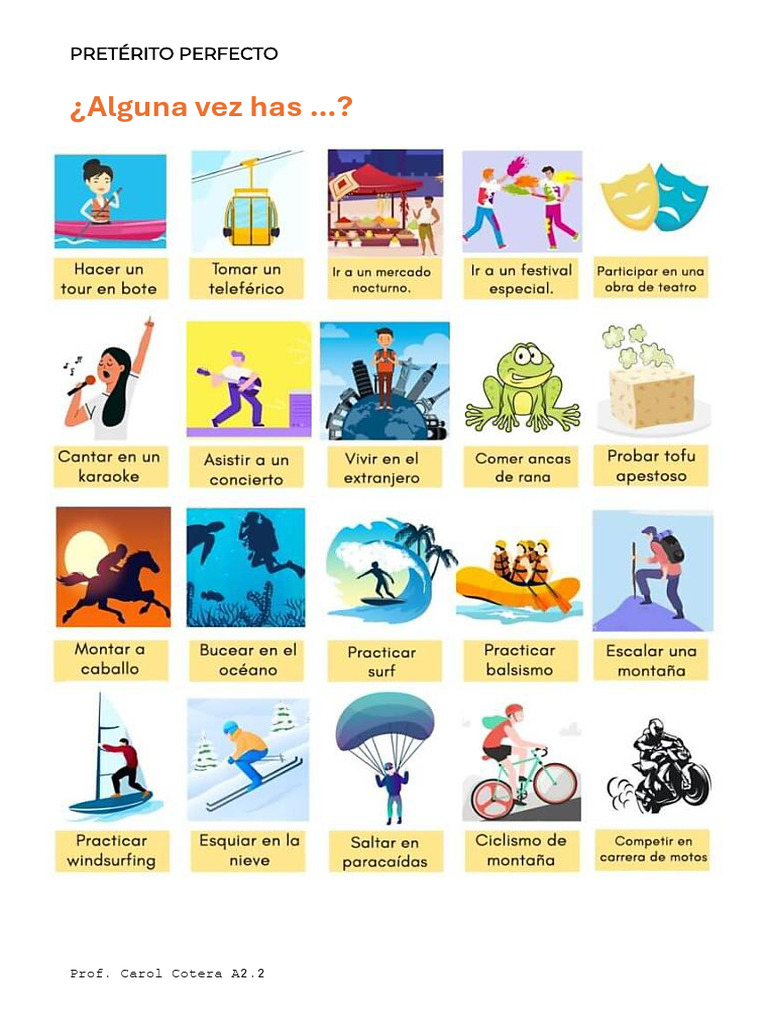 Preterito Perfecto Experiencias | PDF