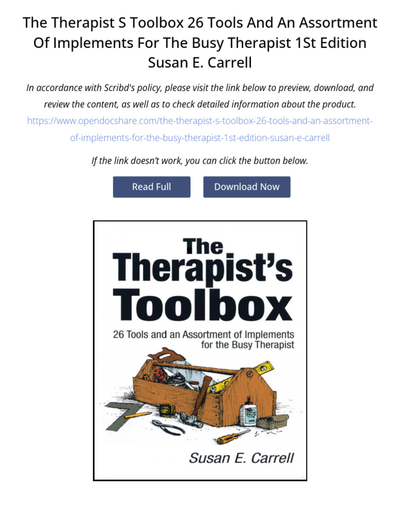 The Therapist s Toolbox 26 Tools and an Assortment of Implements for ...