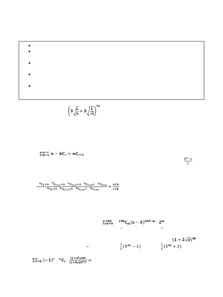 Binomial Theorem Worksheet and Solutions | PDF | Multiplication | Algebra